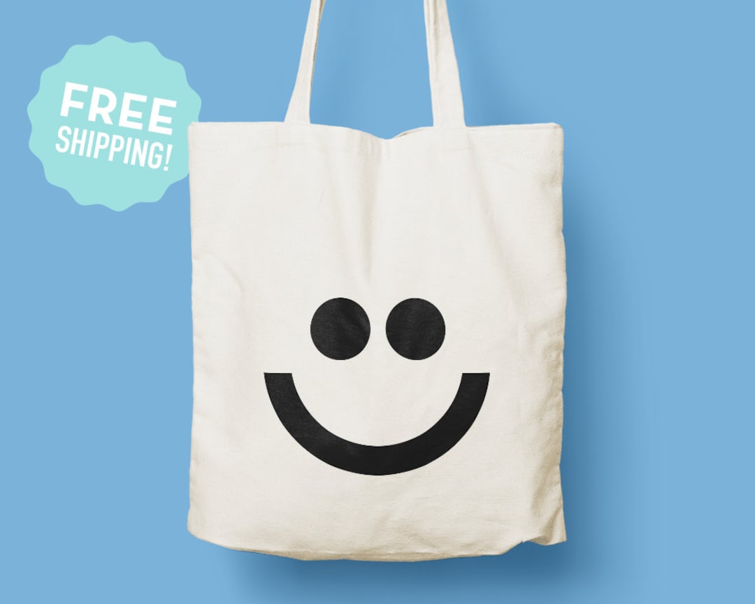 Cute Smiling Face Tote Bag / Cool Tote Bag / Canvas Tote Bag / Kawai ...