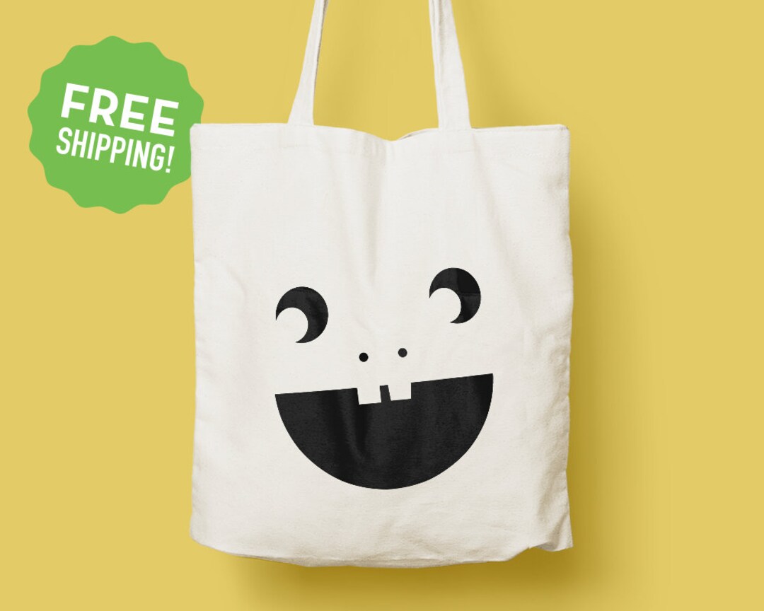 Cute Smiling Face Tote Bag / Cool Tote Bag / Long Handles / Kawai ...