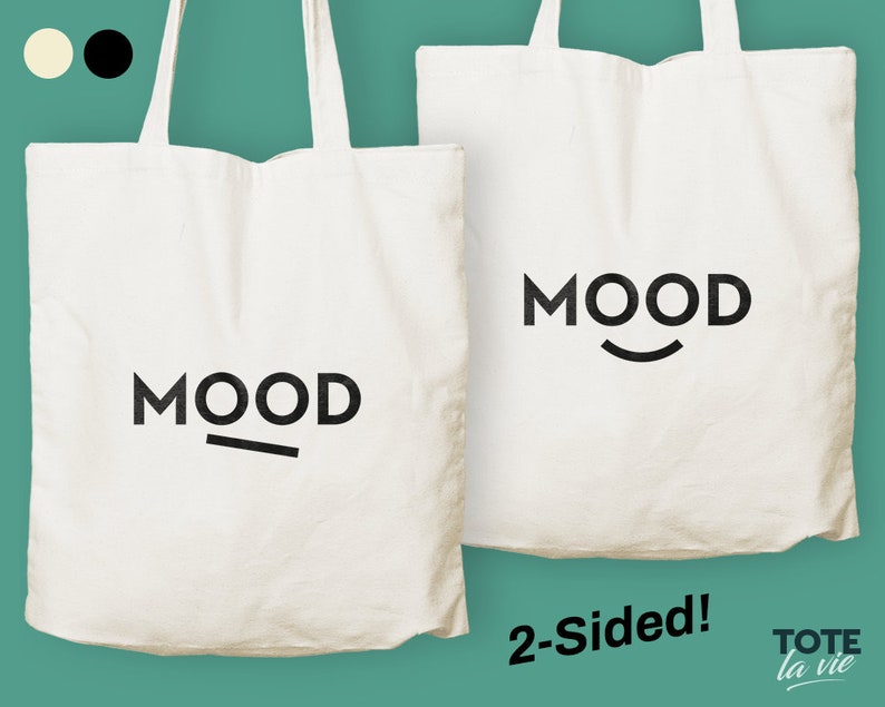 Mood 2-sided Tote Bag / Typographic Tote Bag / Canvas Tote Bag - Etsy