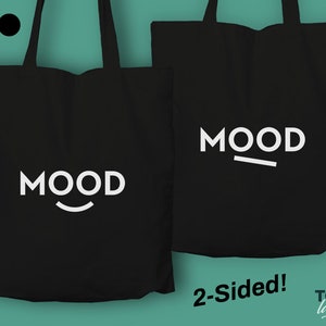 Mood 2-sided Tote Bag / Typographic Tote Bag / Canvas Tote Bag - Etsy