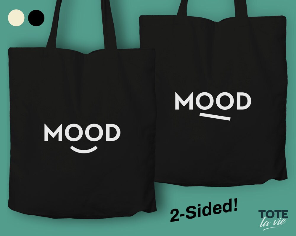 Mood 2-sided Tote bag / Typographic Tote Bag / Canvas Tote Bag | Etsy