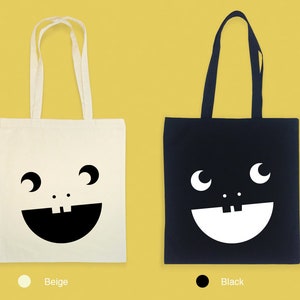 Cute Smiling Face Tote Bag / Cool Tote Bag / Long Handles / Kawai ...