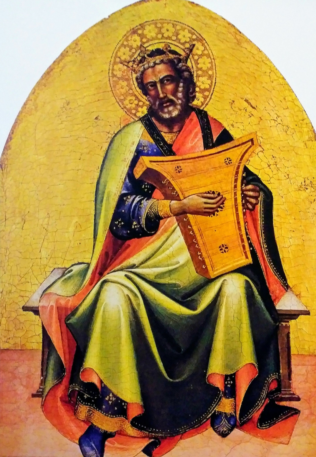 David the Psalmist by F. Obermann, 19th. Century Fine Art Print ...