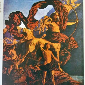 Maxfield Parrish Vintage Print Jason and His Teacher, Chiron the ...