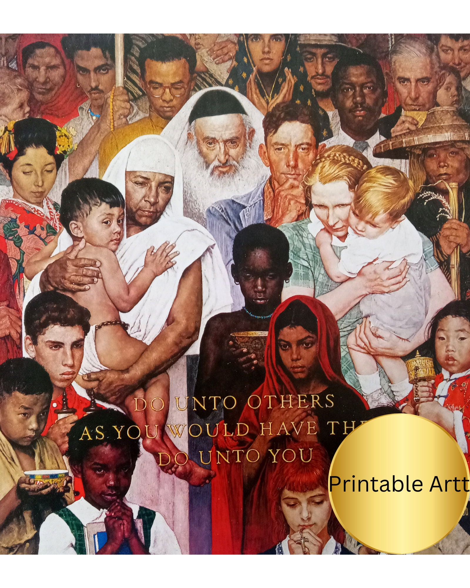 Printable Norman Rockwell the Golden Rule Print | Diversity ...