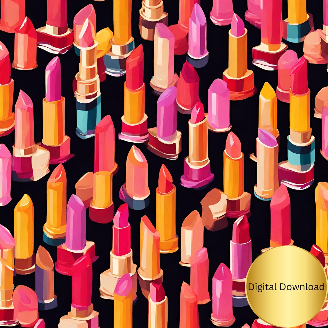 Colorful Lipsticks Digital Paper, Wallpaper, Wrapping Paper, Collage ...