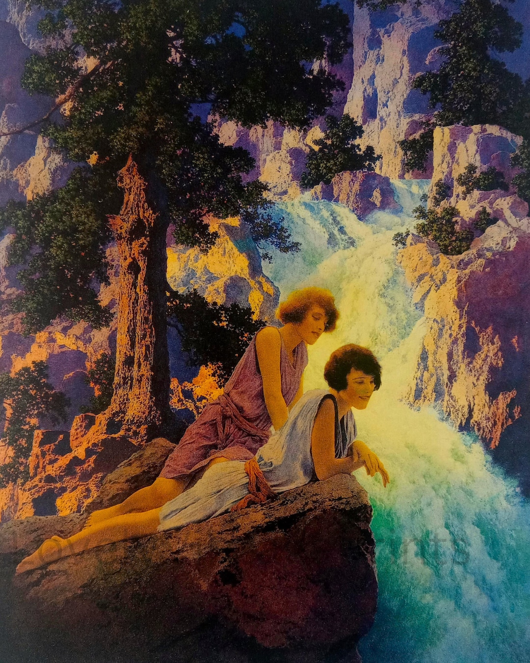 Printable Waterfall by Maxfield Parrish - Blue and Purple Art ...
