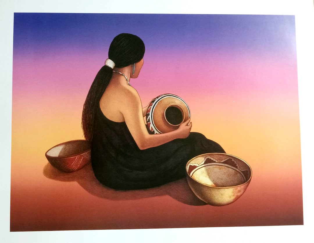 Vintage R.C. Gorman Print/lithograph indian Market navajo Women, Navajo ...