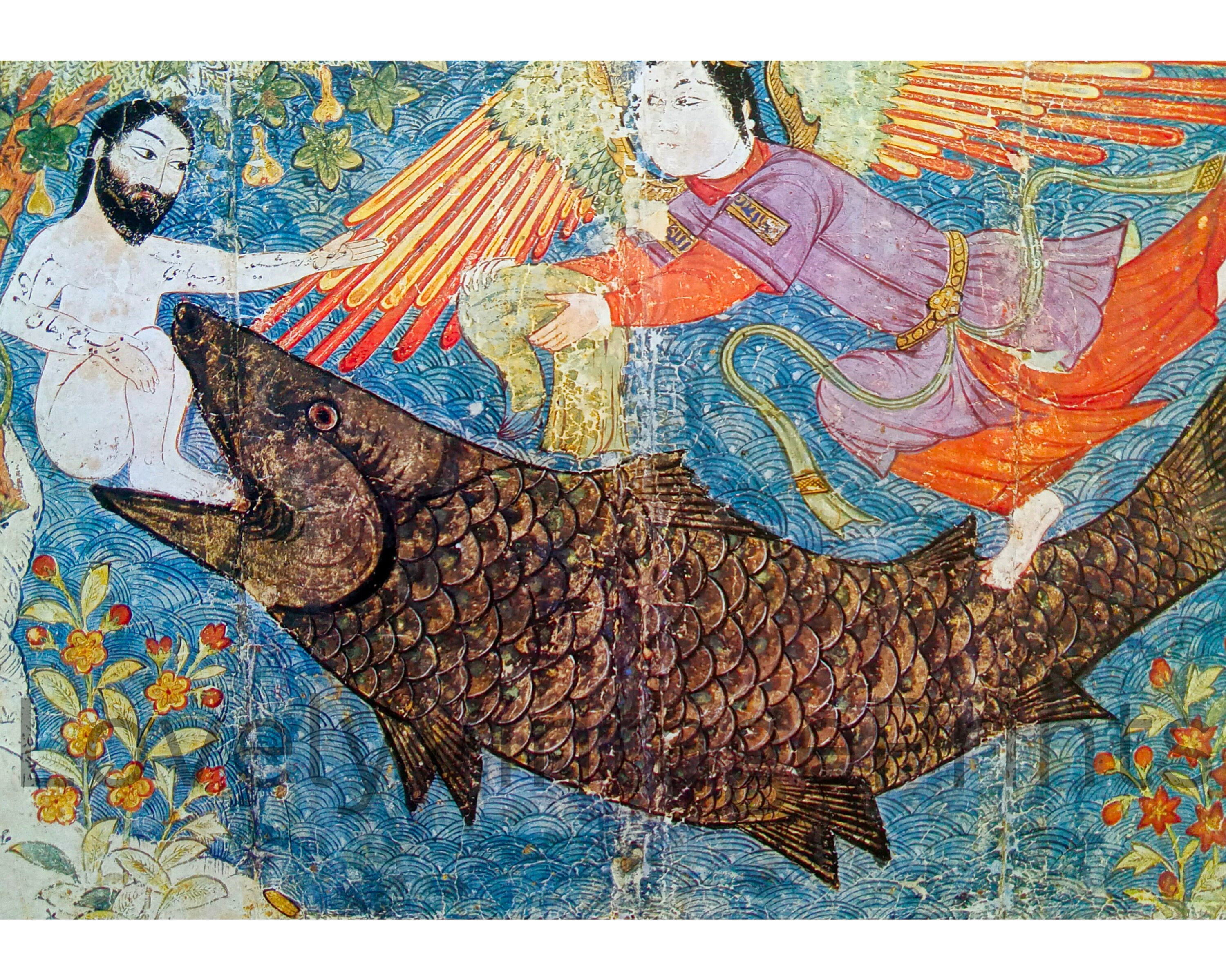 Printable Jonah and the Whale, Illustration From Jami at Tawarikh Fine ...