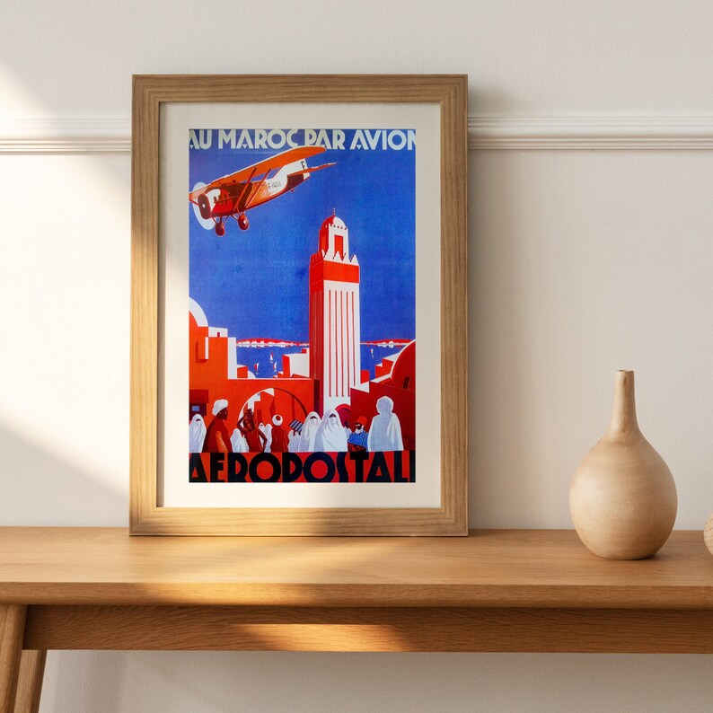 Printable Vintage Morocco Travel Poster| Aeropostale Travel Poster ...