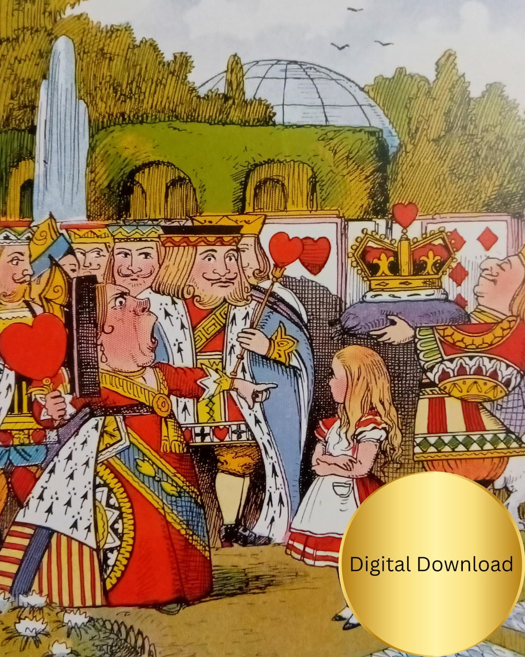 Printable Alice and the Queen of Hearts - Alice in Wonderland Vintage ...