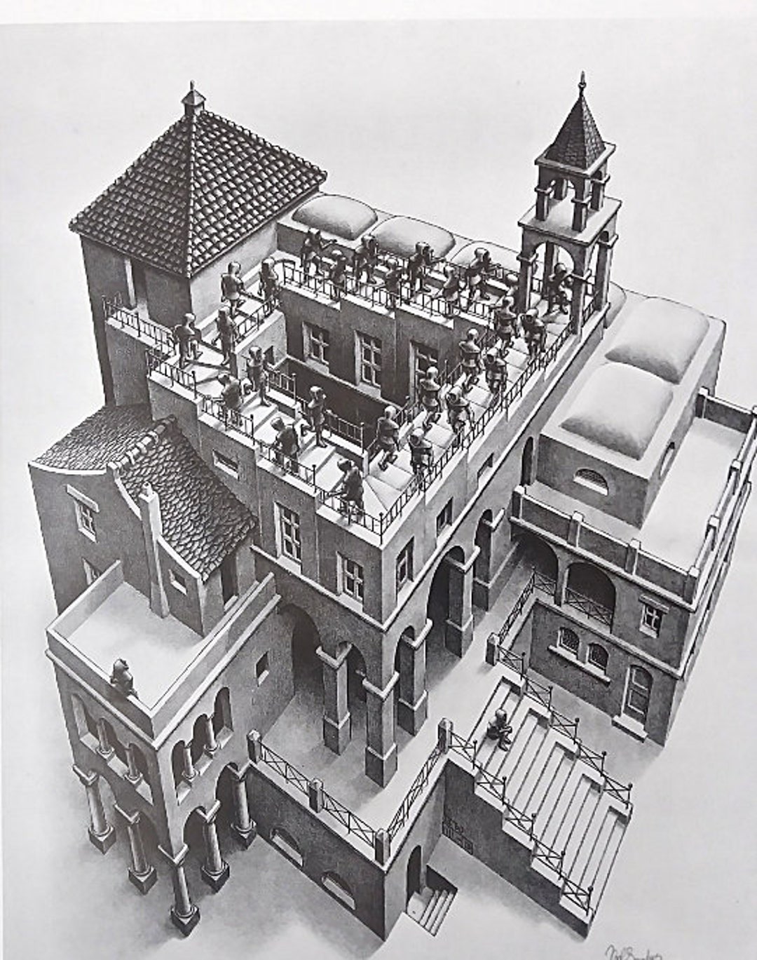 LARGE M.C. Escher Print Ascending and Descending March 1960, Vintage ...