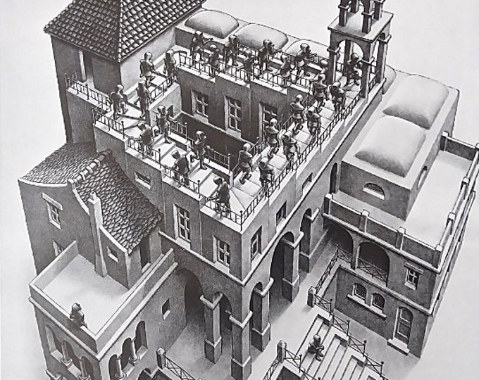 LARGE M.C. Escher Print Ascending and Descending March 1960, Vintage ...