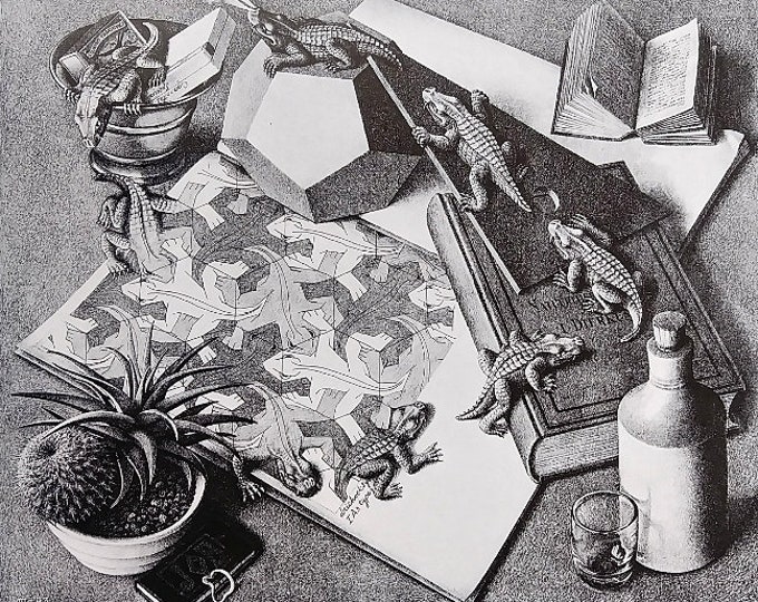 M.C. Escher Print REPTILES, May 1943 Lithograph, Vintage Fine Art Print ...