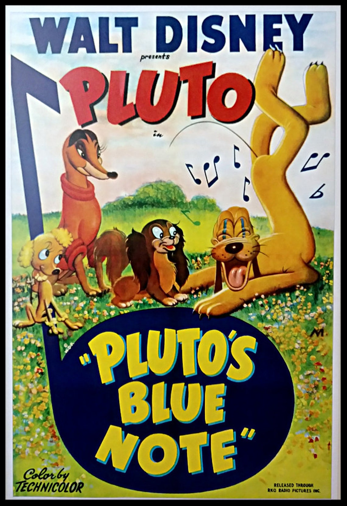 Vintage Disney Print PLUTO'S BLUE NOTE Pluto Dogs Dog | Etsy