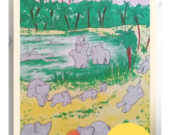 Babar in Paris Babar Poster Babar Print Babar Wall Art Babar Elephant ...