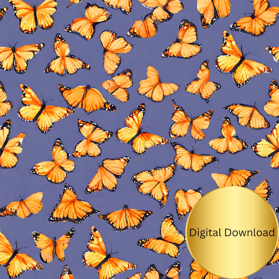 Printable Monarch Butterfly Digital Paper, Purple and Yellow Digital ...