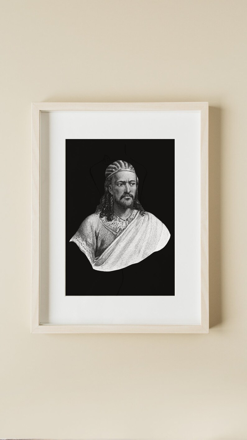 Printable Tewodros II Emperor of Ethiopia, 1860s Engraving | African ...