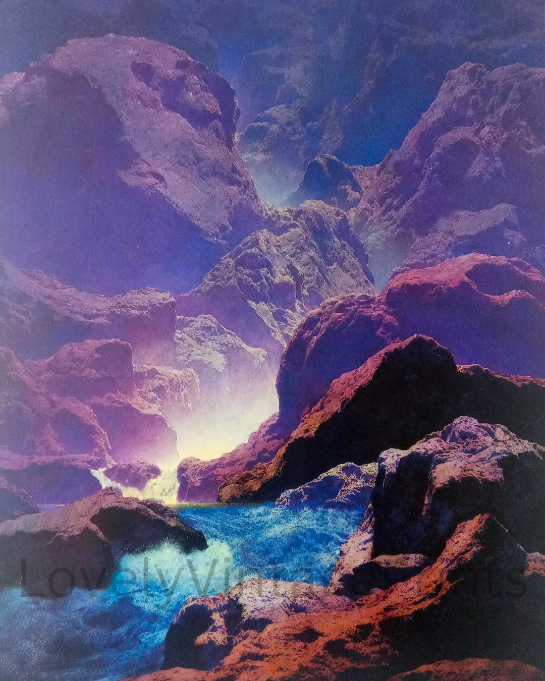 Printable Moonlight by Maxfield Parrish - Blue and Purple Art, Moody ...