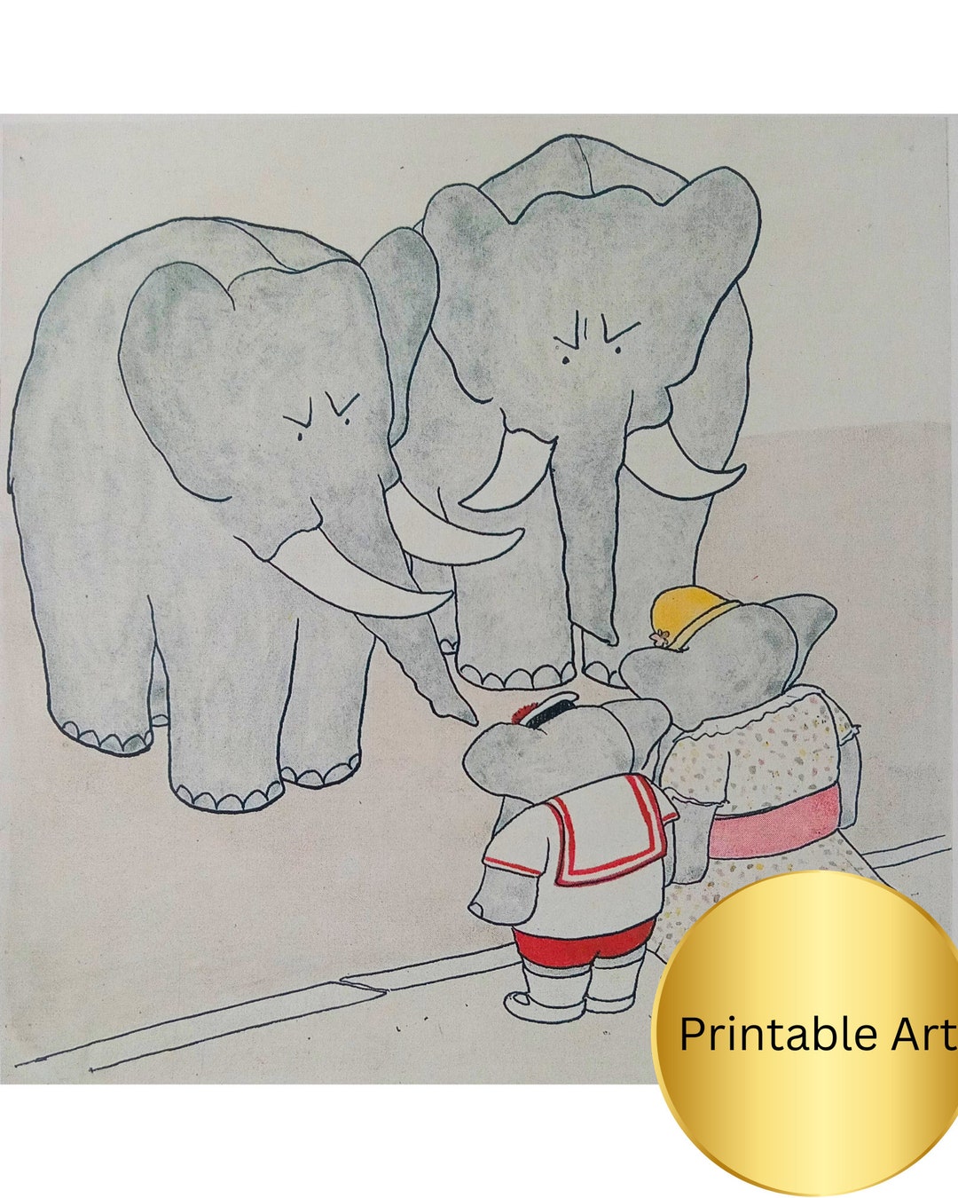 Printable Babar the Elephant Art Arthur and Celeste Being Scolded by ...