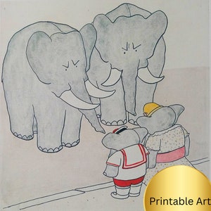 Printable Babar the Elephant Art Arthur and Celeste Being Scolded by ...