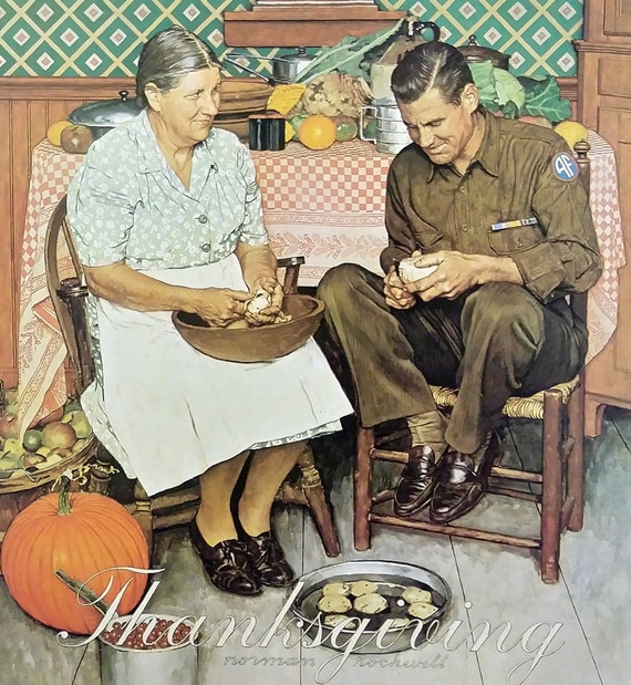 Large Norman Rockwell Print thanksgiving | Etsy