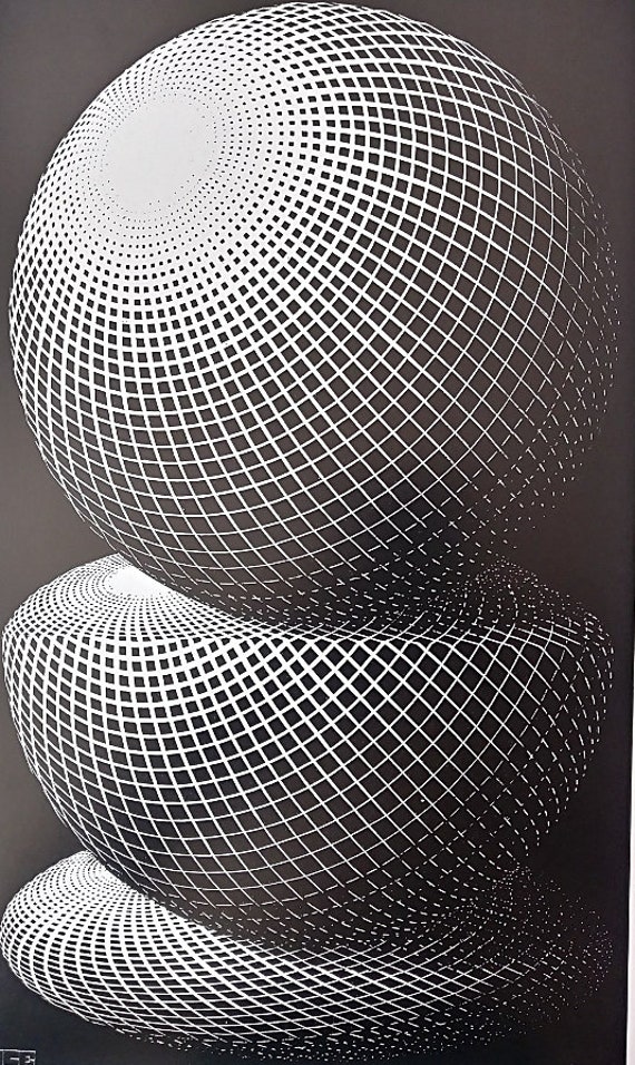 LARGE M.C. Escher Print THREE SPHERES I 1945 Wood Engraving | Etsy