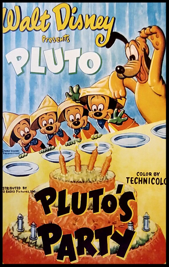 Vintage Disney PLUTO Print PLUTO'S PARTY Disney - Etsy