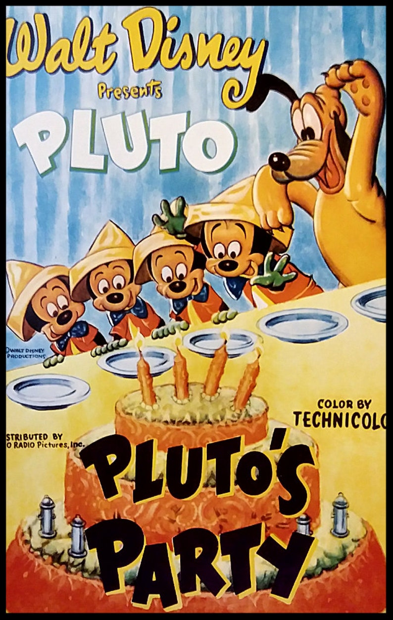 Vintage Disney PLUTO Print PLUTO'S PARTY Disney - Etsy