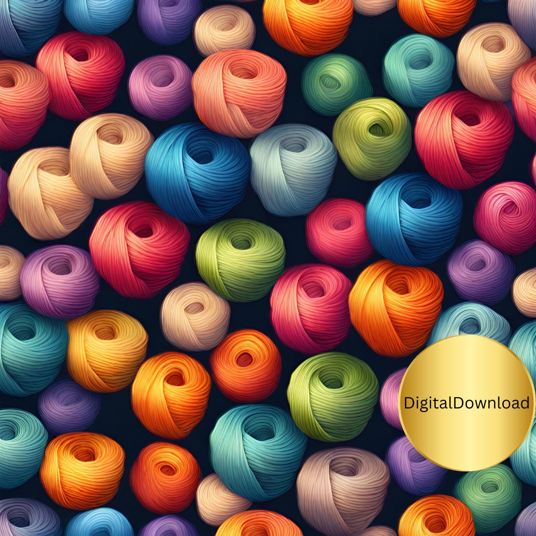 Colorful Yarn Wool Digital Paper, Wallpaper, Wrapping Paper, Collage ...
