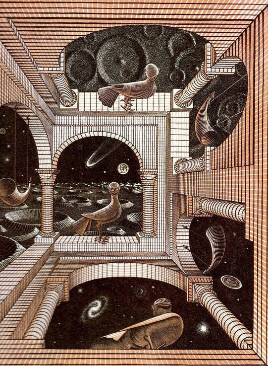 LARGE M.C. Escher Print OTHER WORLD January 1947 Vintage - Etsy