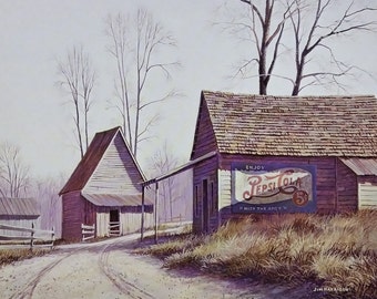 Jim Harrison PEPSI BARN Art Print Bookplate Print 10 X 11 - Etsy