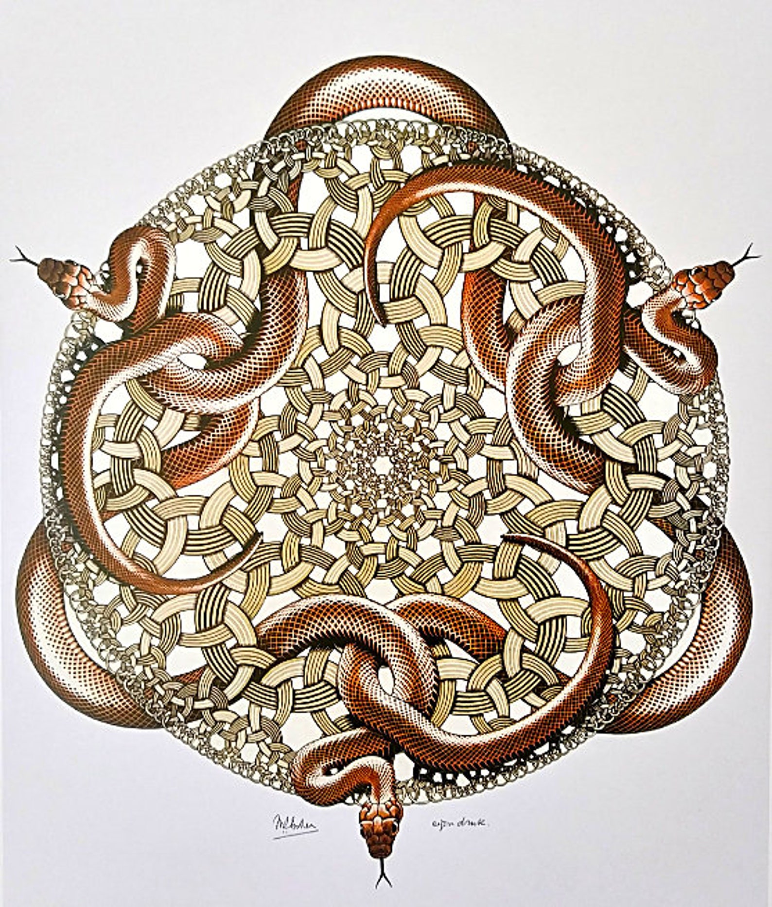 M.C. Escher Print SNAKES circa 1969 Vintage Fine Art Print | Etsy