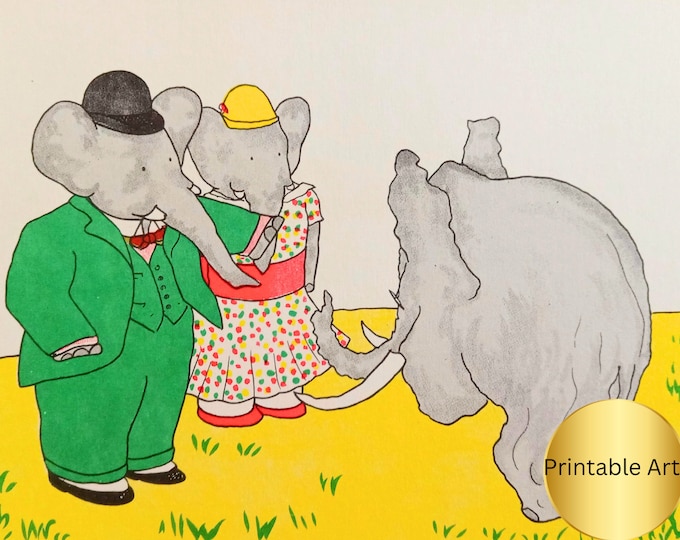 Babar in Paris Babar Poster Babar Print Babar Wall Art Babar Elephant ...