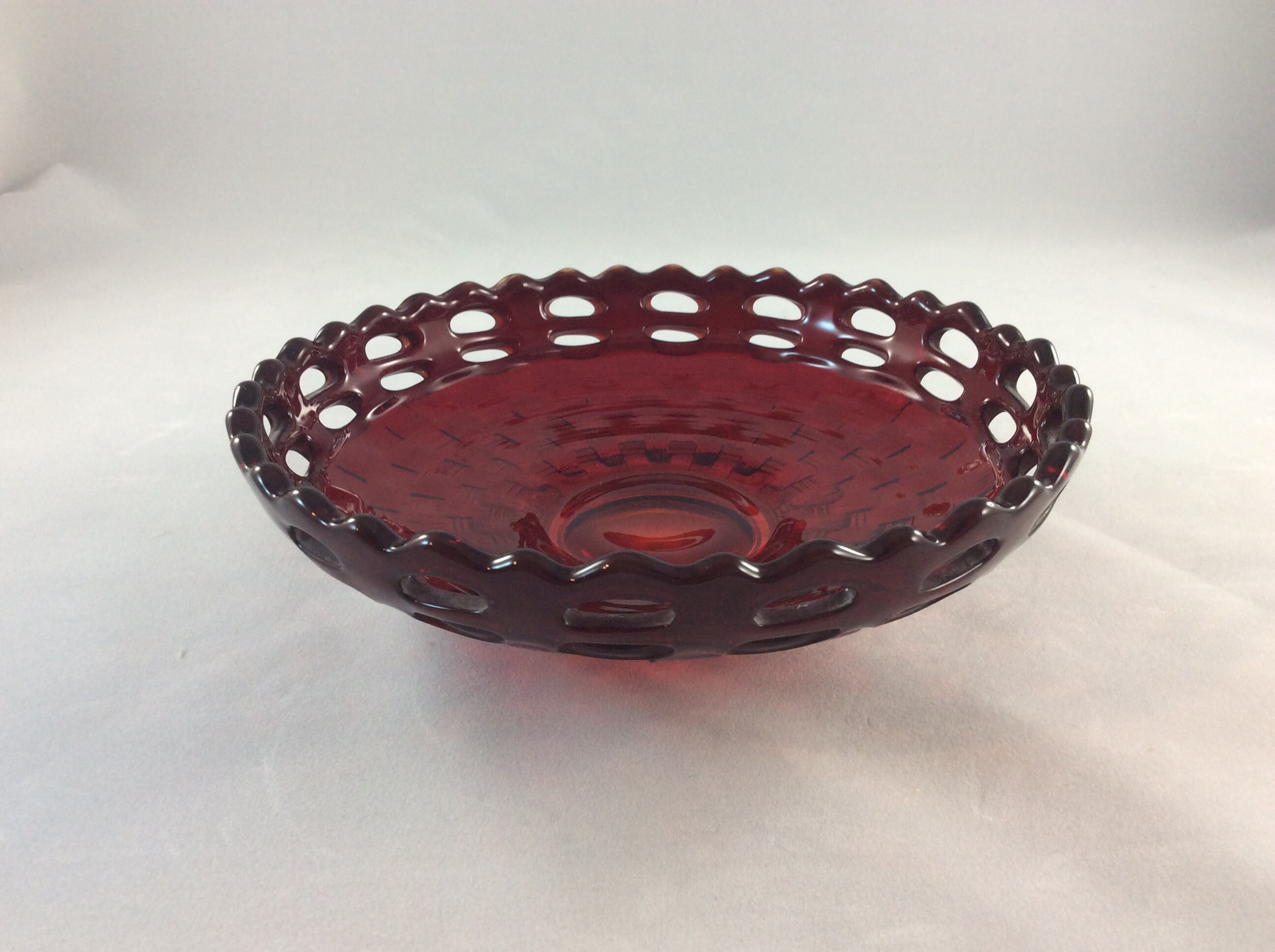 Vintage Fenton Ruby Basket Weave With Open Edge Bon Bon Dish - Etsy