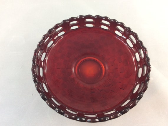 Vintage Fenton Ruby Basket Weave With Open Edge Bon Bon Dish | Etsy