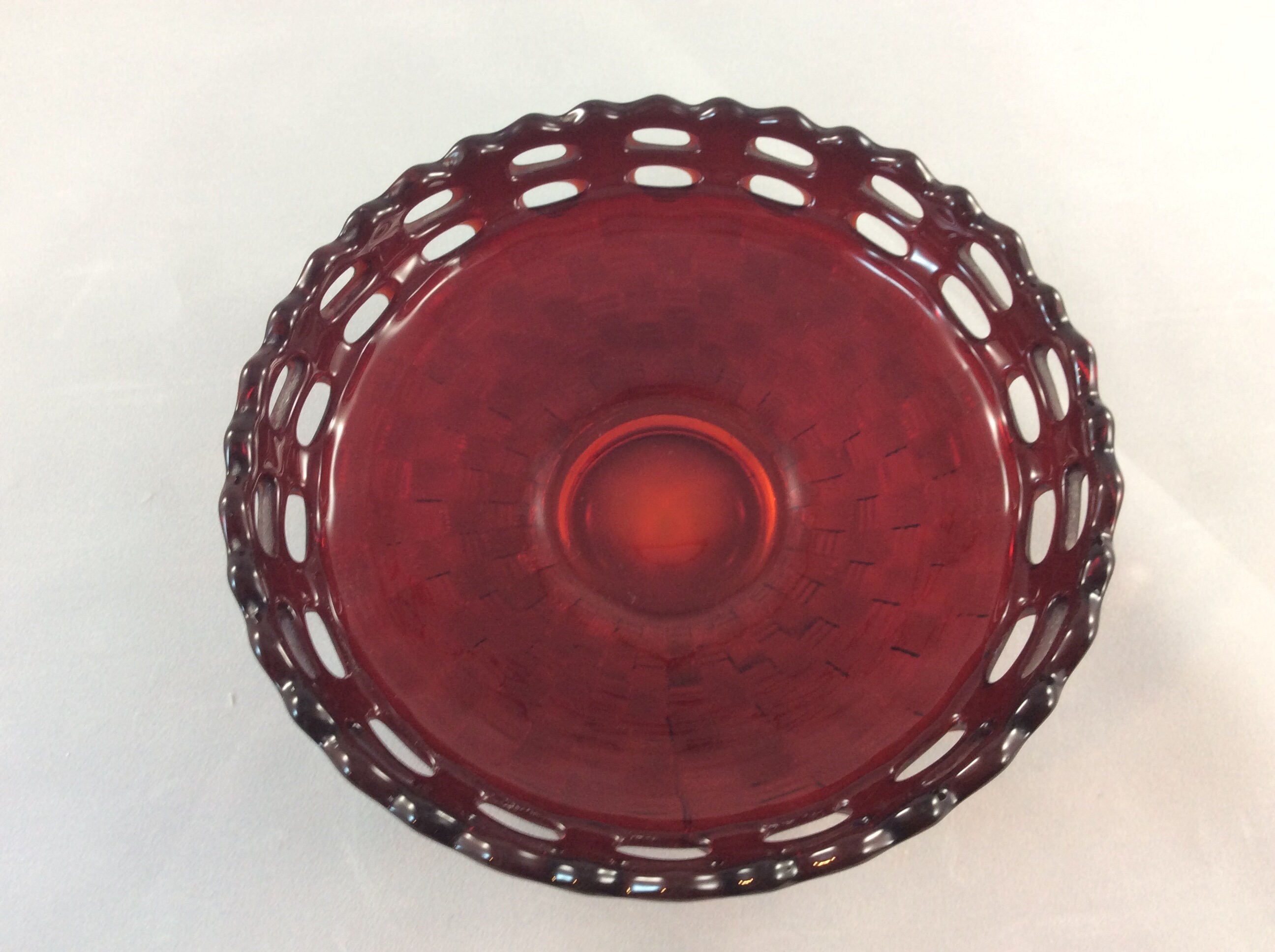 Vintage Fenton Ruby Basket Weave With Open Edge Bon Bon Dish - Etsy