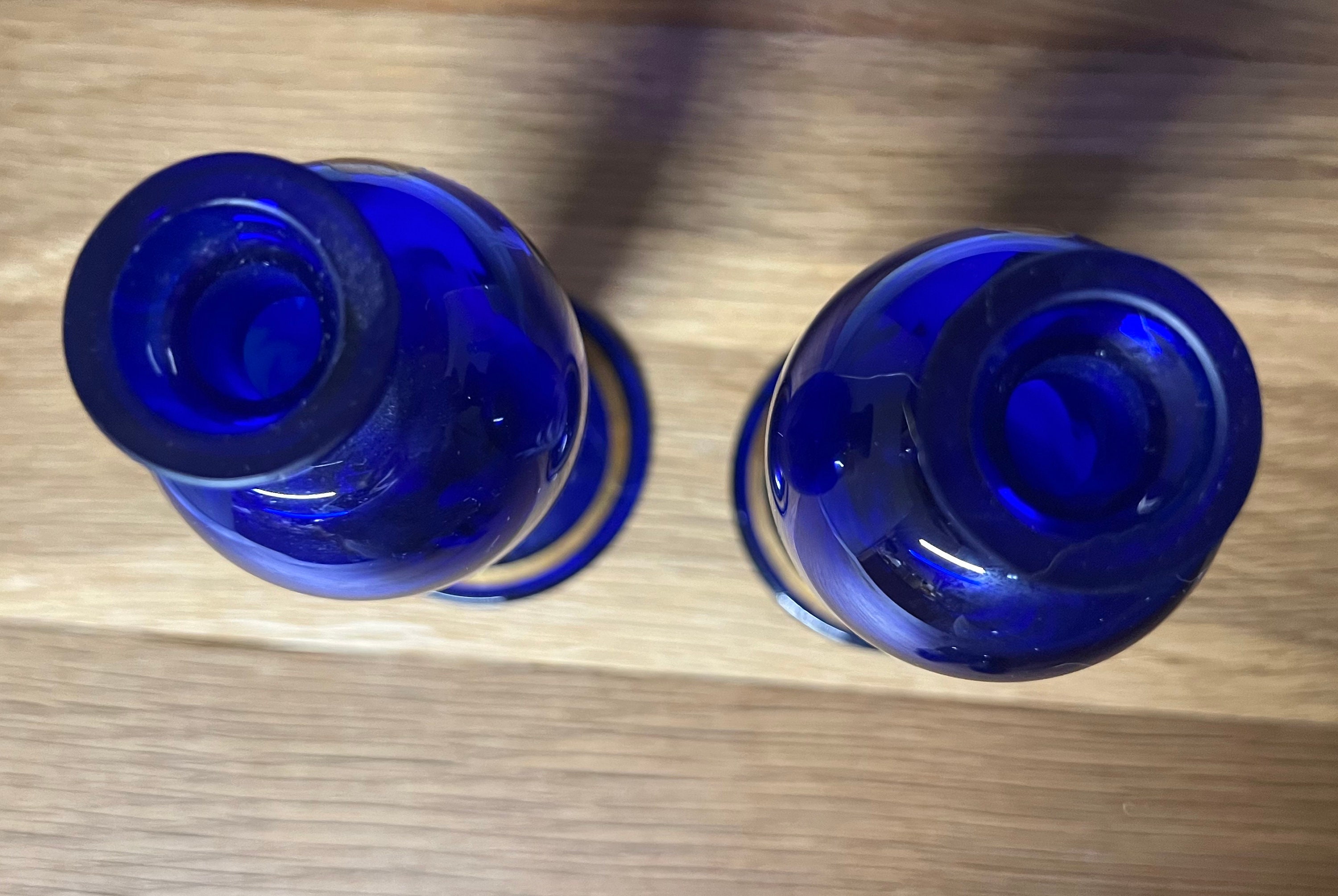 Two Mary Gregory Cobalt Blue Perfume Bottles Etsy