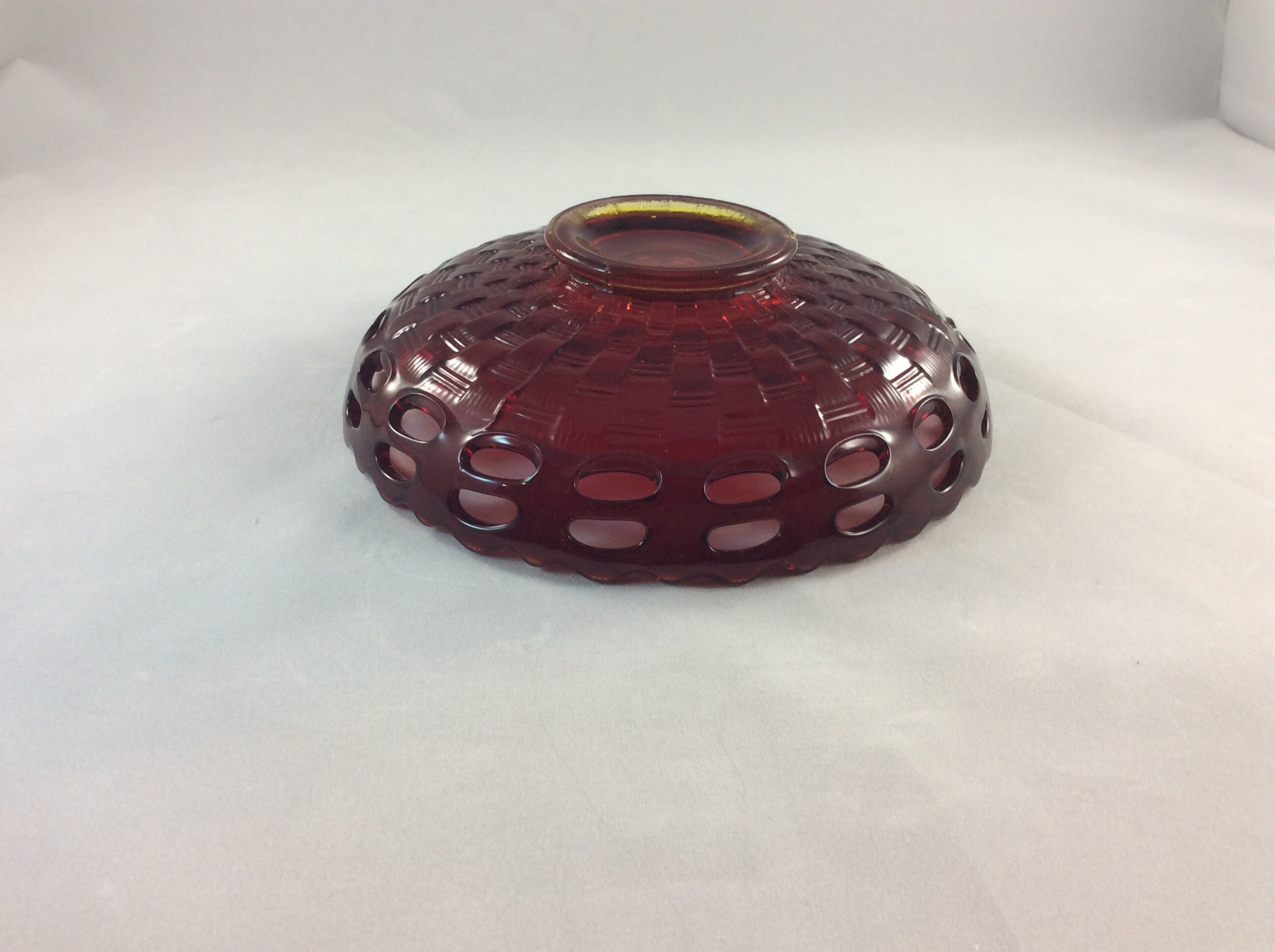 Vintage Fenton Ruby Basket Weave With Open Edge Bon Bon Dish - Etsy