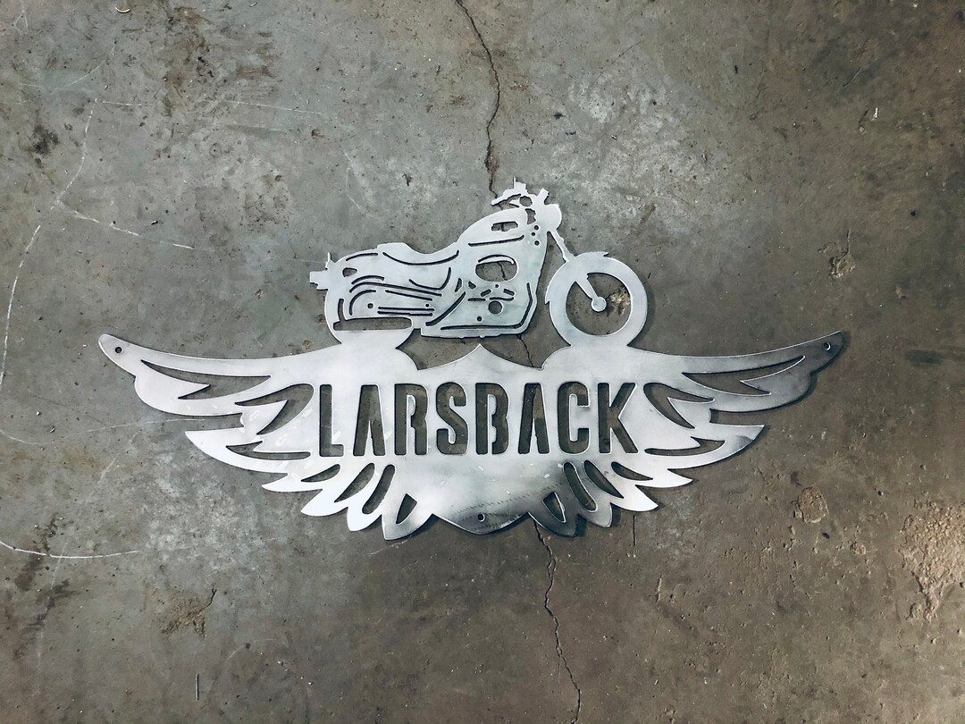 Motorcycle & Wings Metal Sign - Etsy