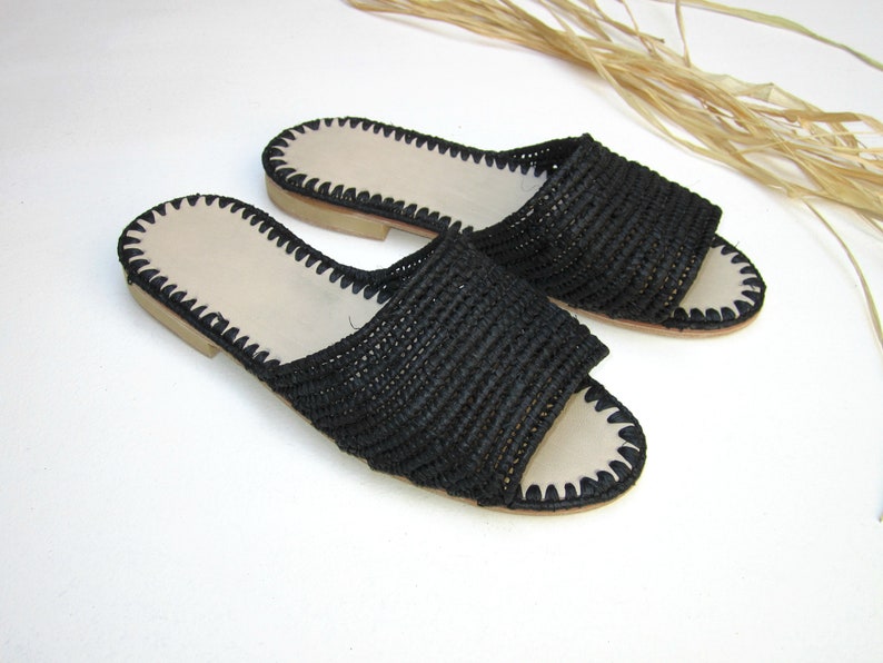 Moroccan Handmade Shoes Made of Natural Raffia, and Soles Real Leather ...