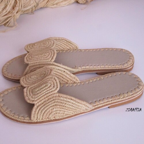 Moroccan Handmade Shoes Made of Natural Raffia and Soles Real - Etsy