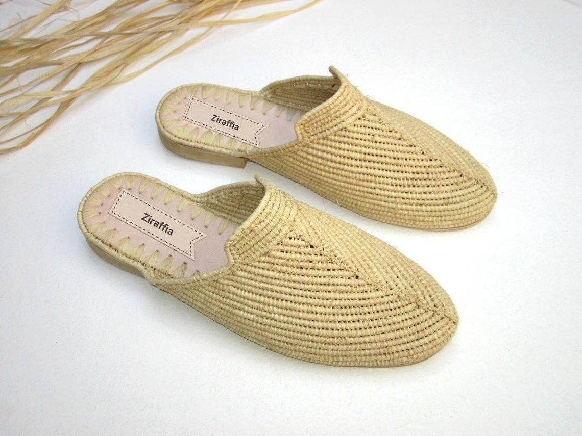 Moroccan Handmade Shoes Made of Natural Raffia, and Soles Real Leather ...