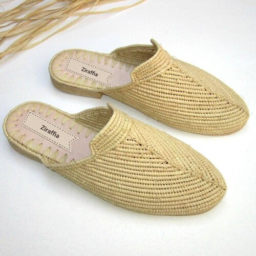 Moroccan Handmade Shoes Made of Natural Raffia and Soles Real - Etsy