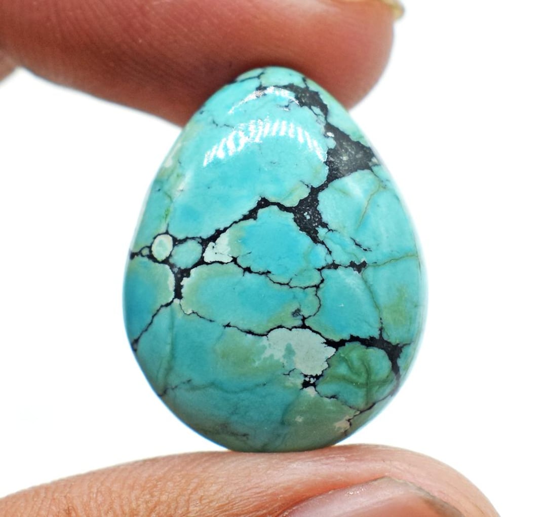 Natural Tibetan Turquoise Cabochon Gemstone - Spider Turquoise - Etsy