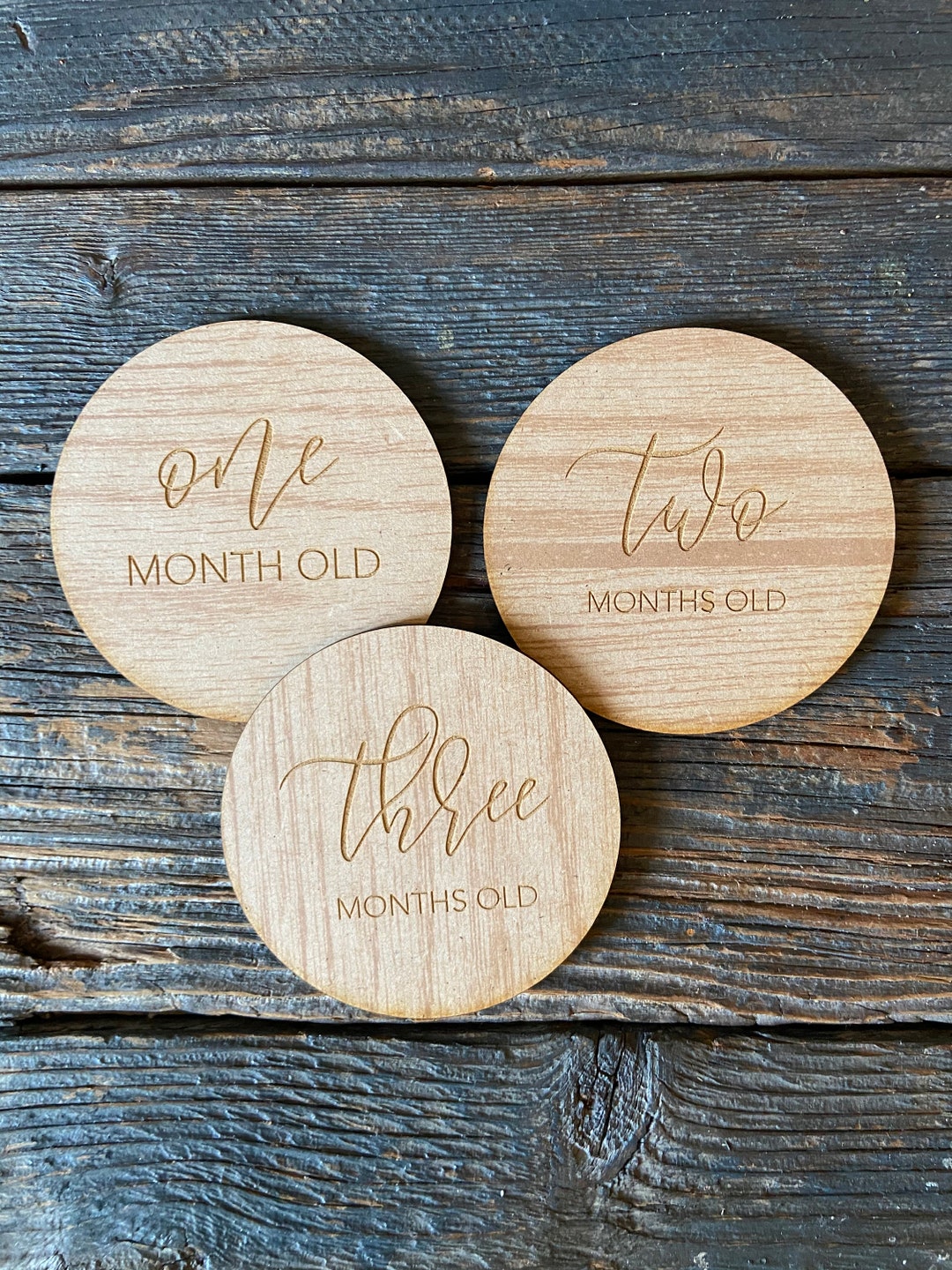Wooden Monthly Baby Markers | Personalized Baby Cards | Baby Month Disc ...