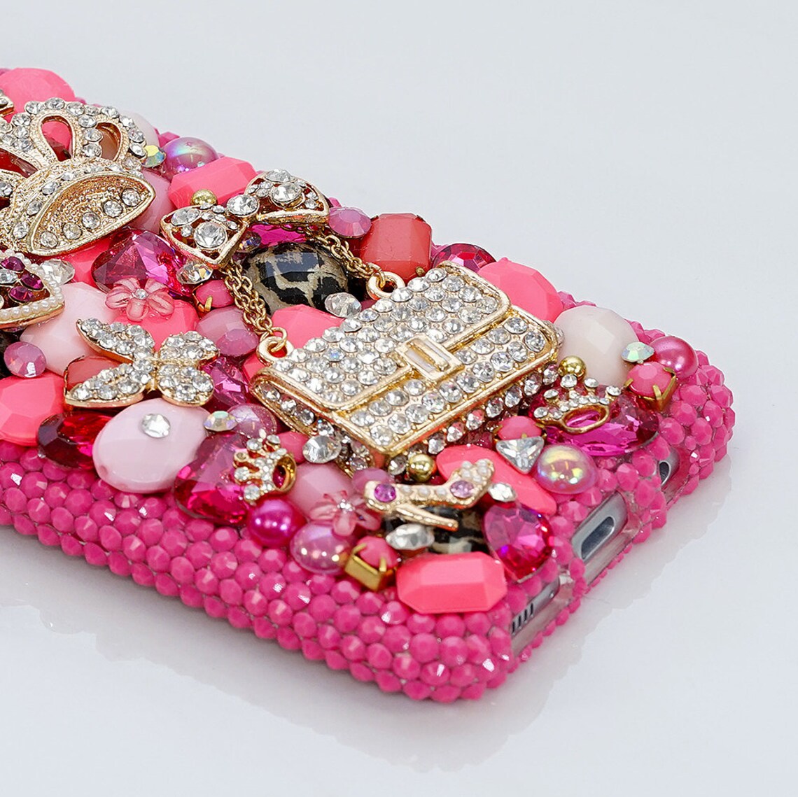 Pink Princess Diamond Gold Crown Purse Bow Genuine Crystals - Etsy