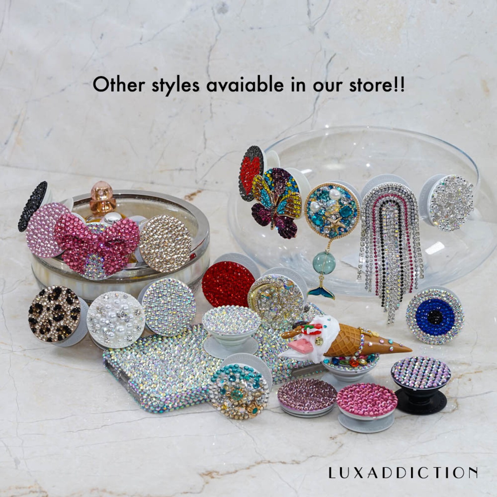 Genuine Jet Black Crystals Popsockets Bling Popgrip | Etsy