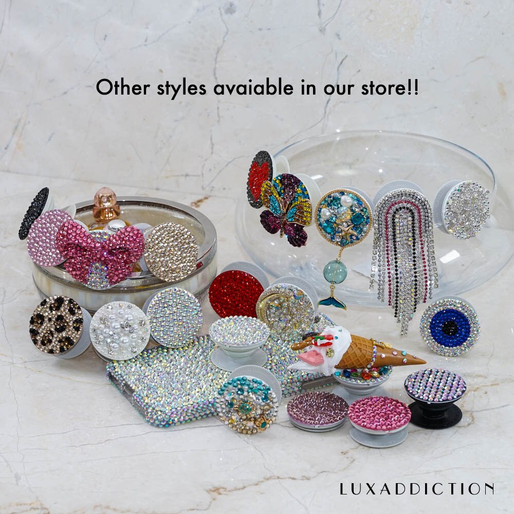 Genuine Jet Black Crystals Popsockets Bling Popgrip - Etsy