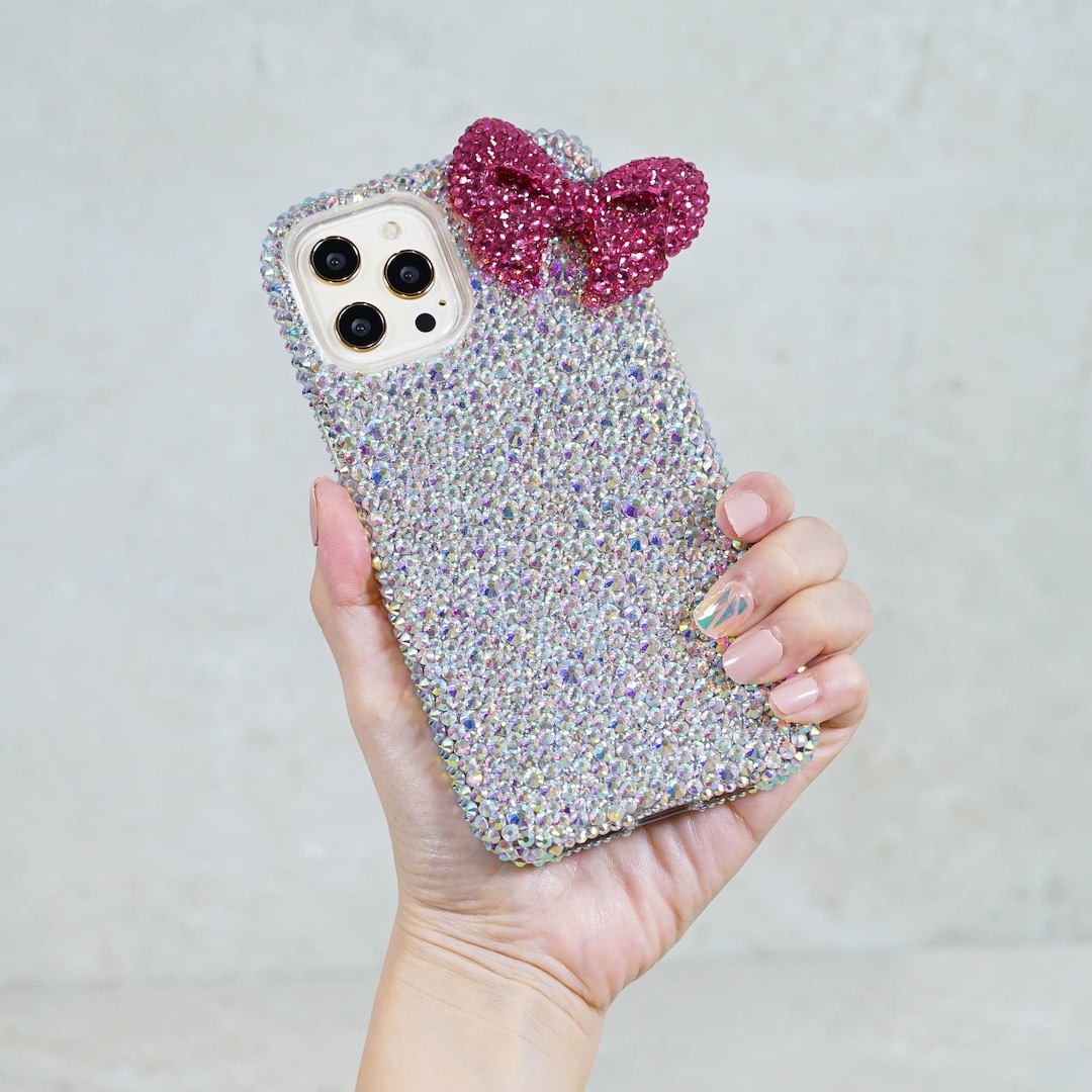 Fuchsia Pink Bow Mixed Sizes Genuine AB Crystals Diamond Sparkle Bling ...